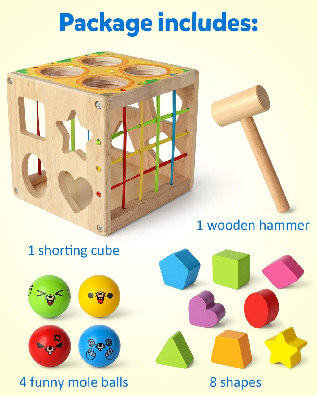Mole Sorter Cube Wooden Shape Sorter – Coogam