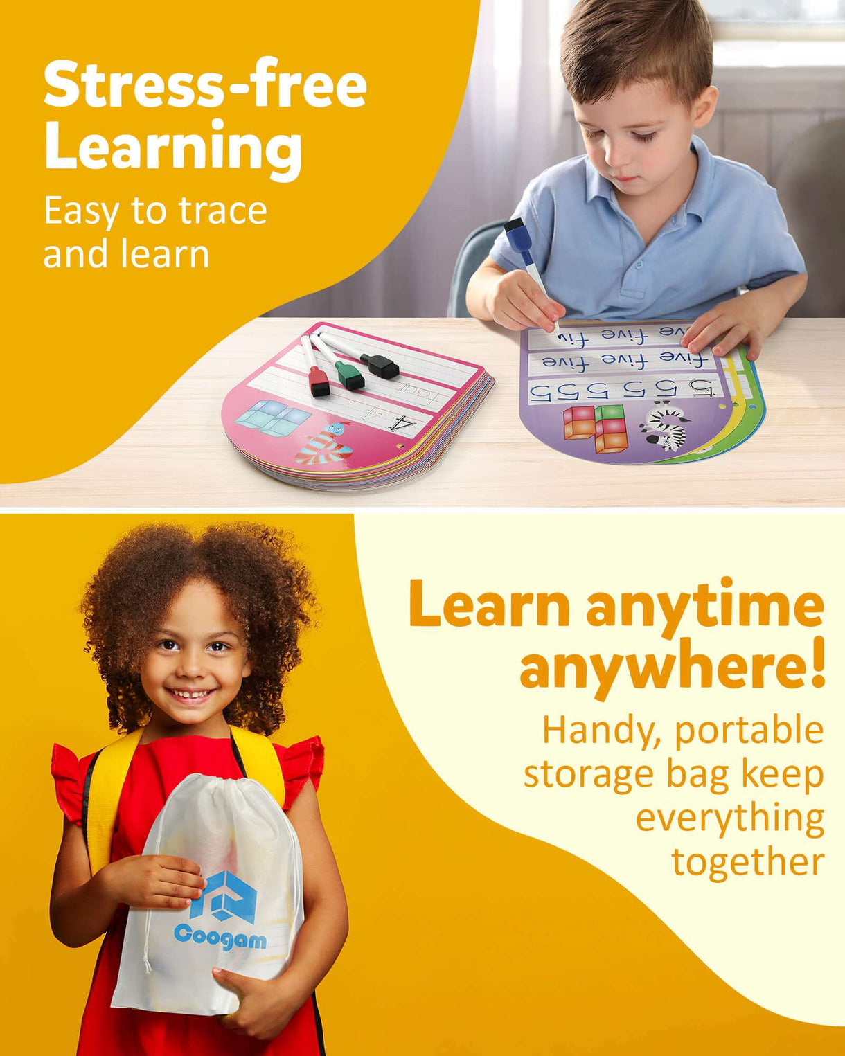 Double Sided Dry Erase ABC Letter Tracing Cards – Coogam