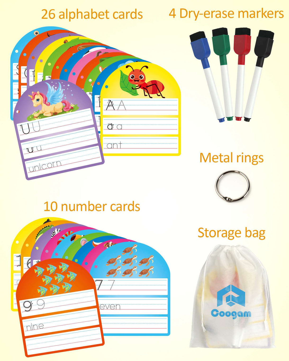 Double Sided Dry Erase ABC Letter Tracing Cards – Coogam