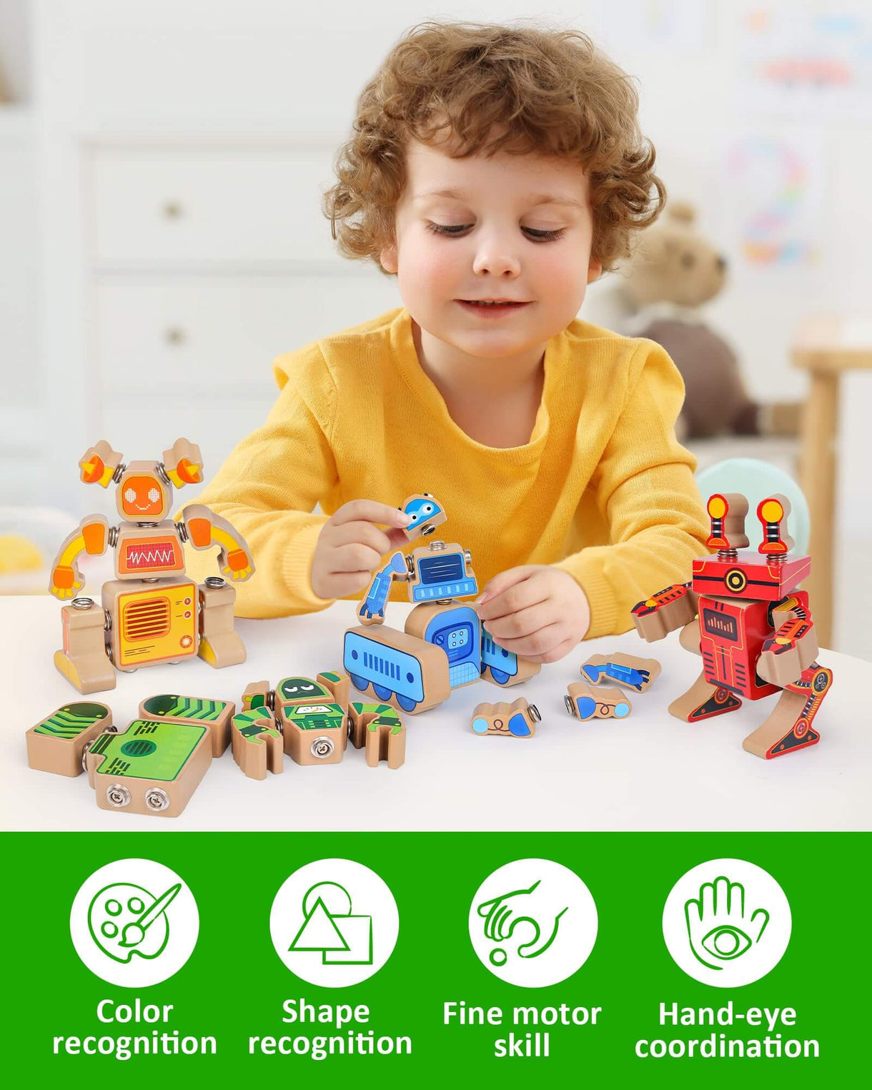 Wooden Snap Together Robot Builders – Coogam