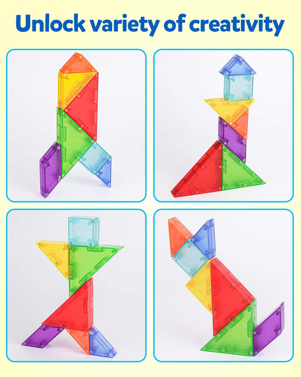 Magnetic Travel Tangram Puzzle with 3D Building Blocks – Coogam