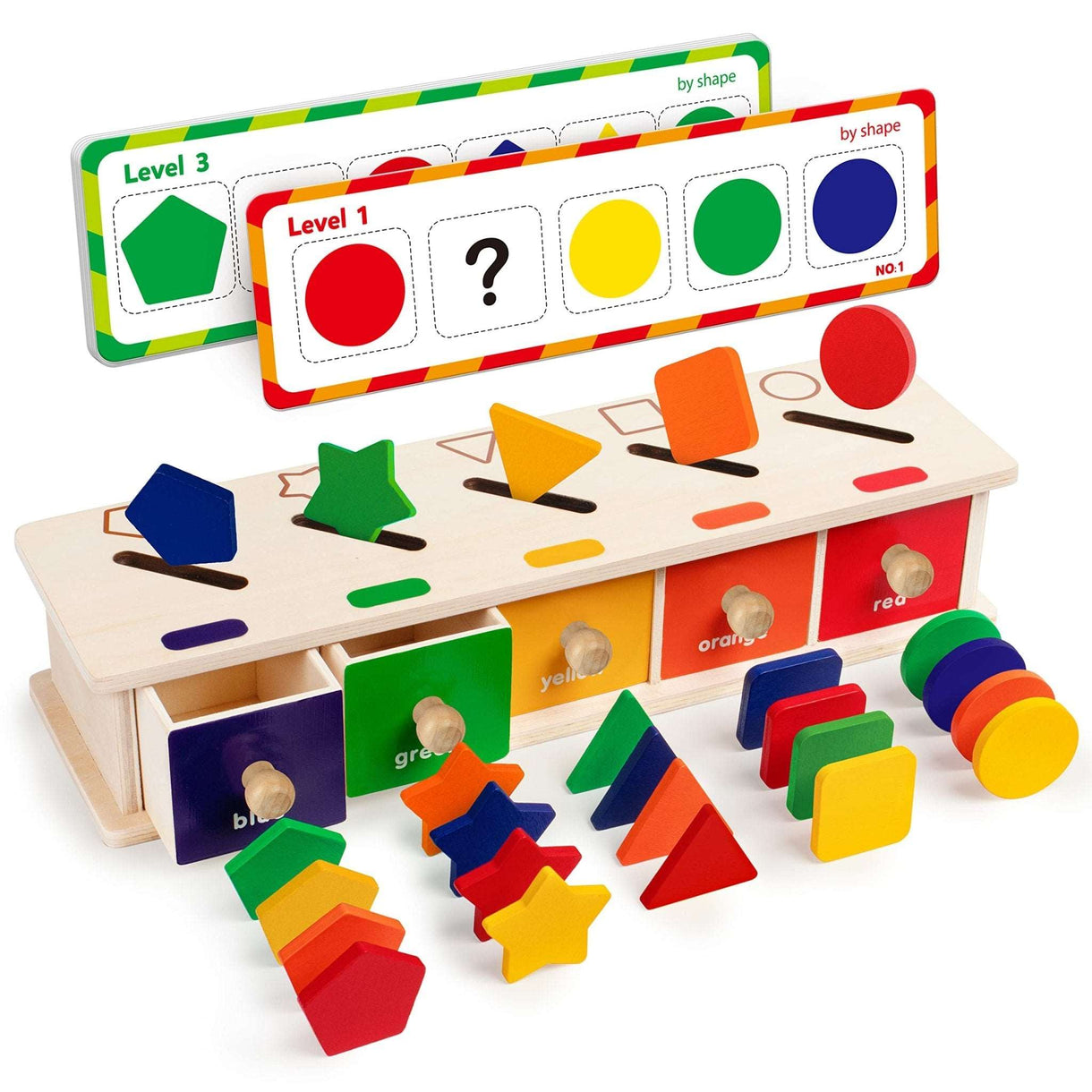 Wooden Color Shape Sorting Box Game – Coogam